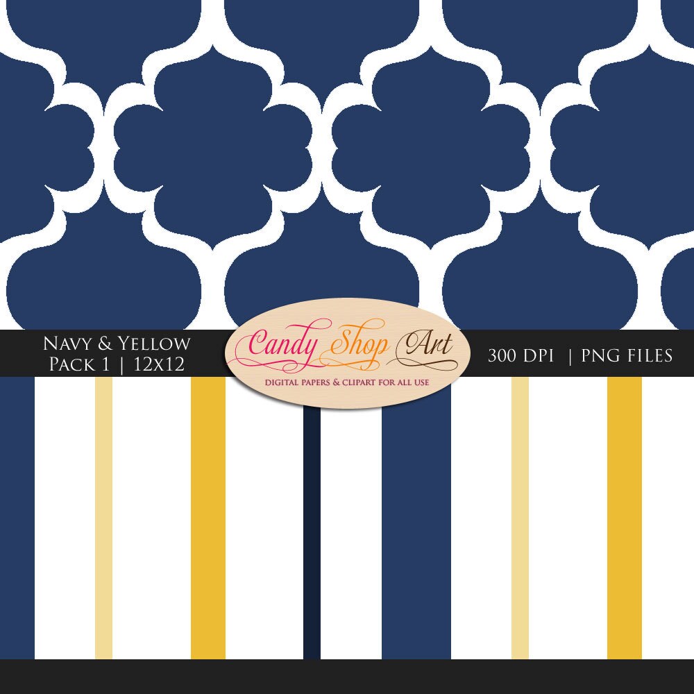 Navy Yellow and White Digital Backgrounds Chevron Stripes - Etsy