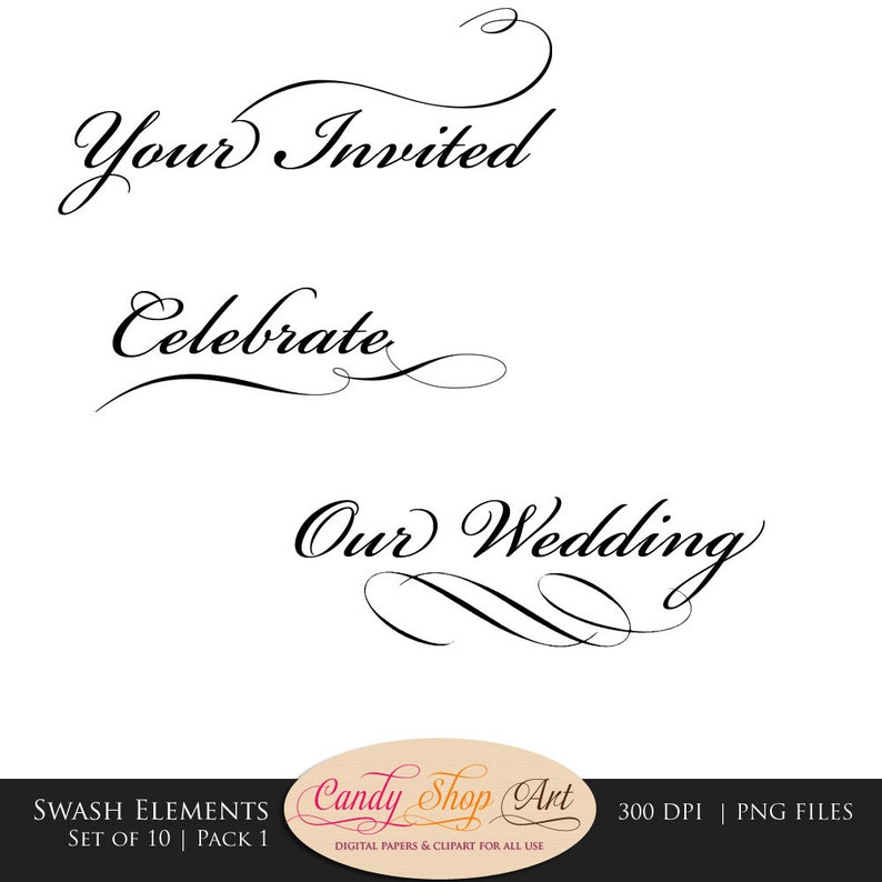 Swashes, Swirls, Calligraphy Swashes, Clip Art, Digital Clip Art ...