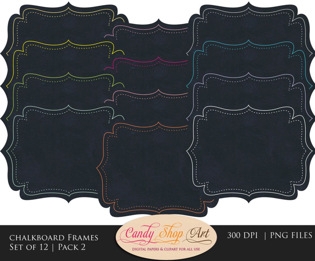 Instant Download - Chalkboard Frames Clip Art, Chalkboard Labels and ...