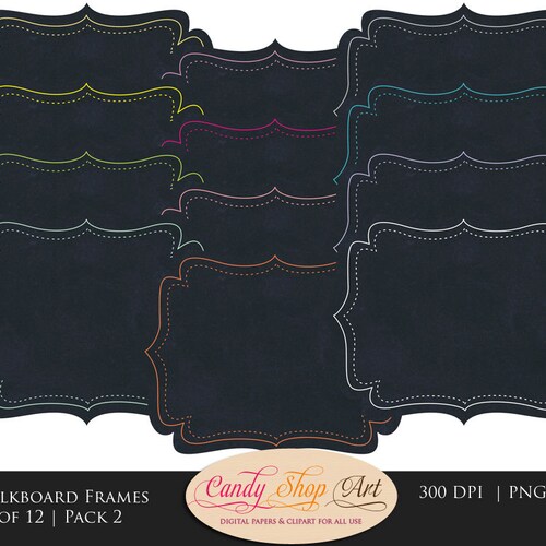 Chalkboard Clip Art Frames Clipart Labels Personal & - Etsy