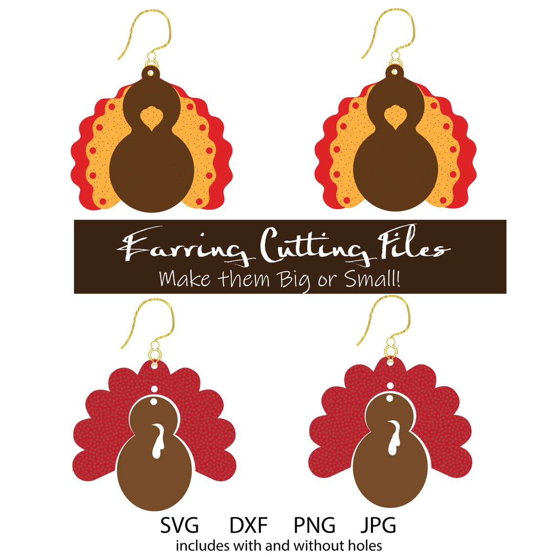 Turkey Earrings SVG Thanksgiving Earring Template Fall - Etsy