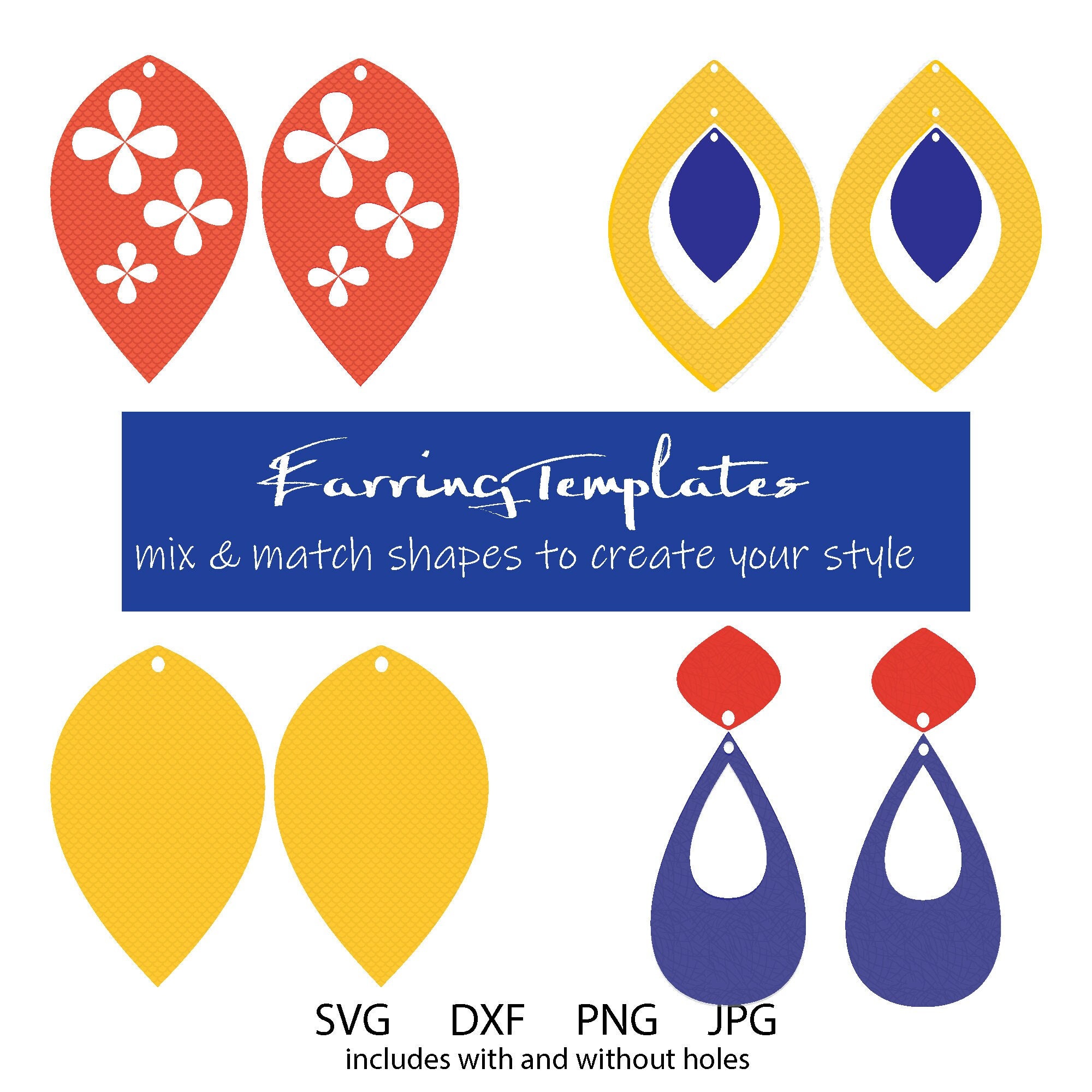 Earrings SVG Bundle Cricut Cut Files Earring Template Teardrop Earring ...