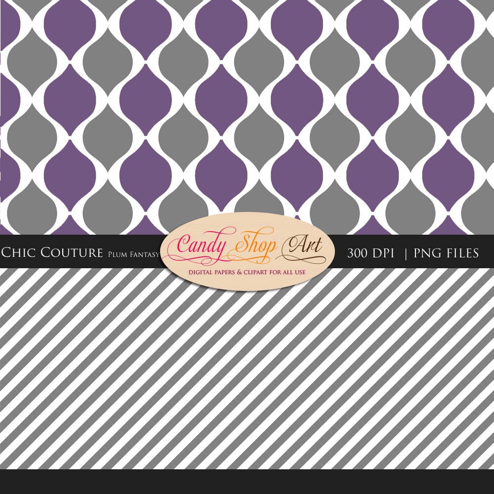 Purple and Gray Digital Pattern Sheets, Printable, Wedding, Baby ...