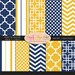 Navy, Yellow, and White Digital Backgrounds, Chevron, Stripes, Digital ...