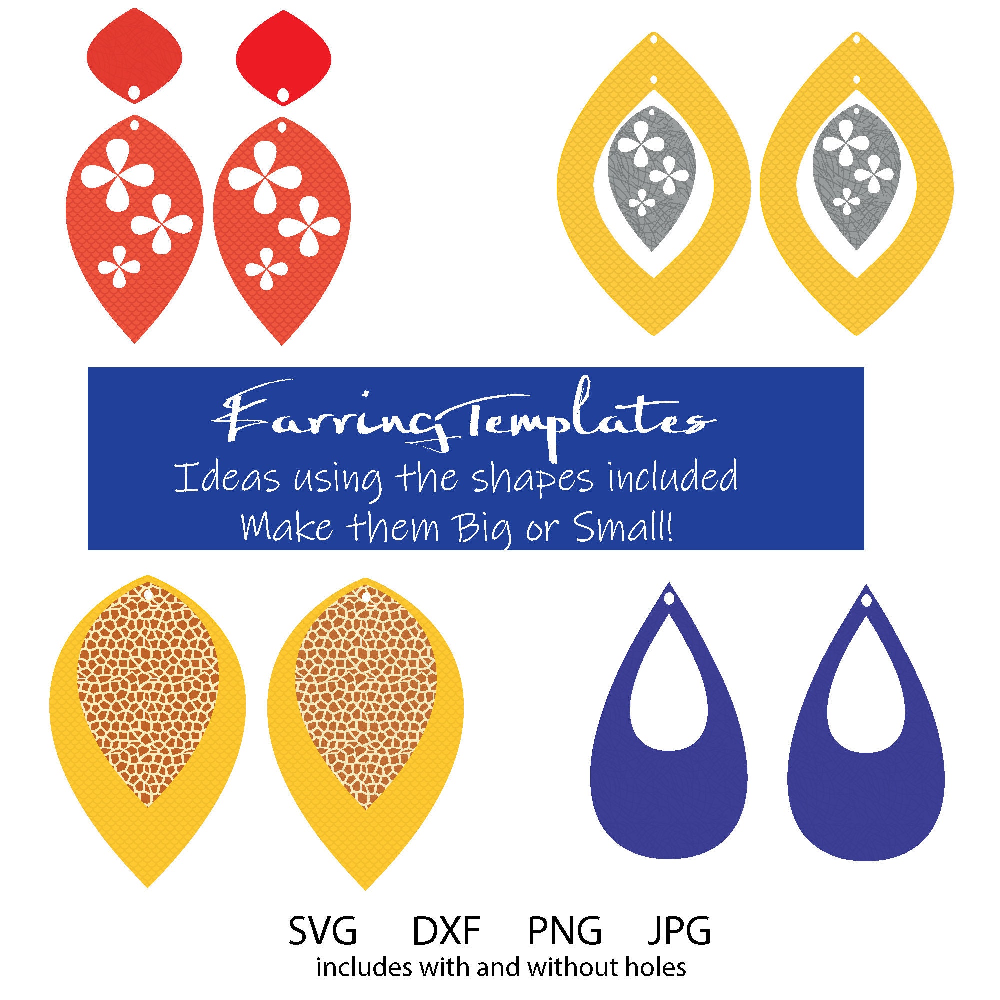 Earrings SVG Bundle | Cricut Cut Files | Earring Template | Teardrop ...
