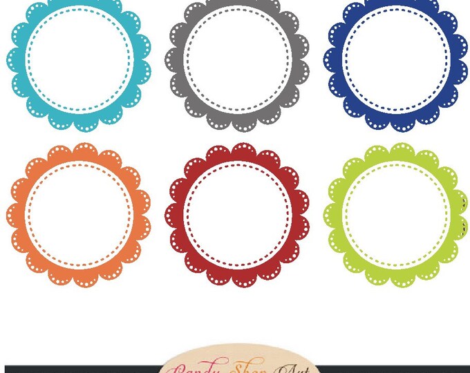 Simple Circle Frames, 9 Inch Round Clip Art Border Digital Stamp ...