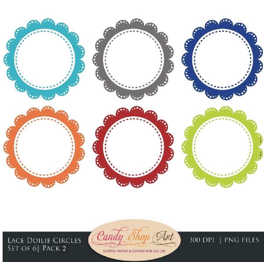 Lace Doilie Circles Clipart, Scalloped Circle Frames Clip Art ...