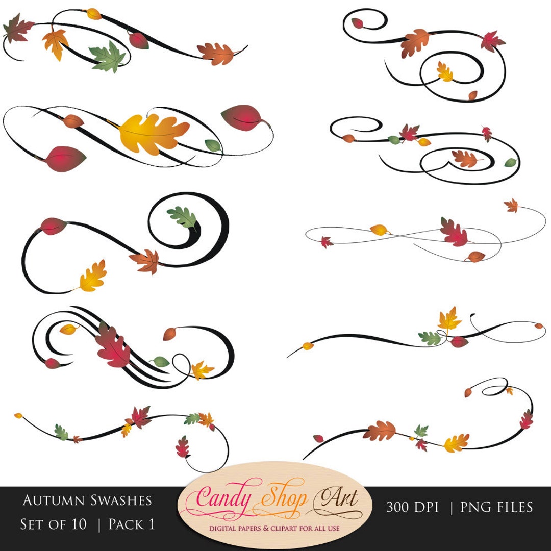 Instant Download - Autumn Swashes, Swirls, Calligraphy Swashes, Fall ...