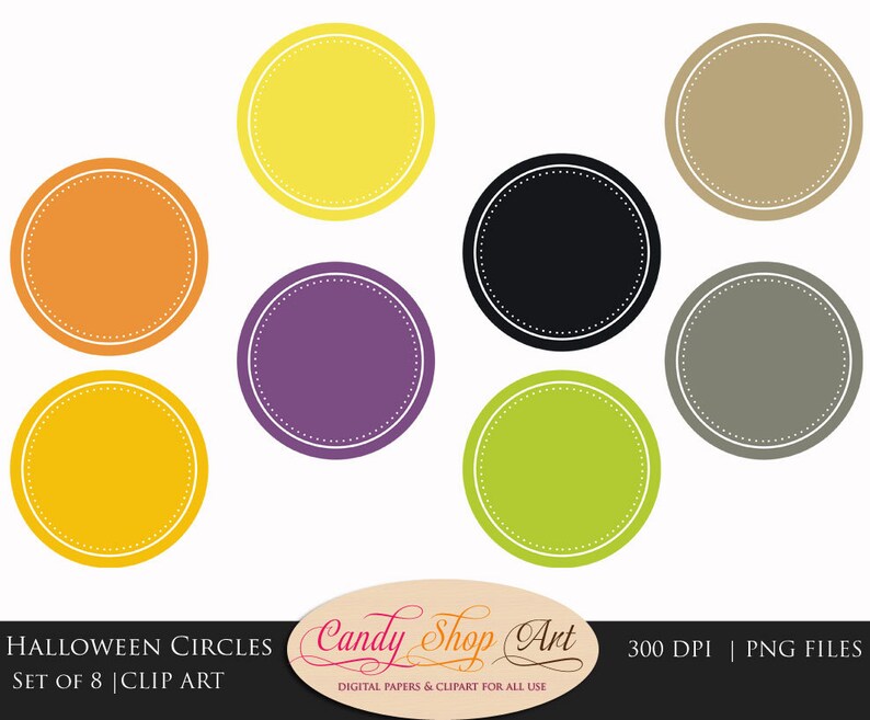 Halloween Circles Clip Art, Halloween Circle Labels and Tags, Halloween ...