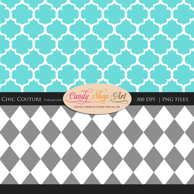 Turquoise and Gray Digital Pattern Sheets Printable Wedding - Etsy