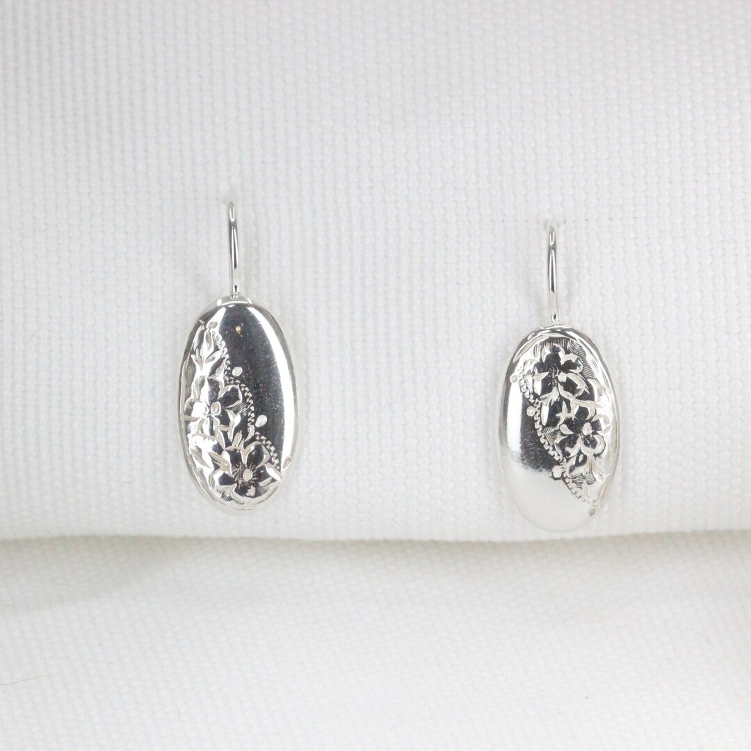 Antique Sterling Silver Oval Conversion Cufflinks Into Drop Earrings ...