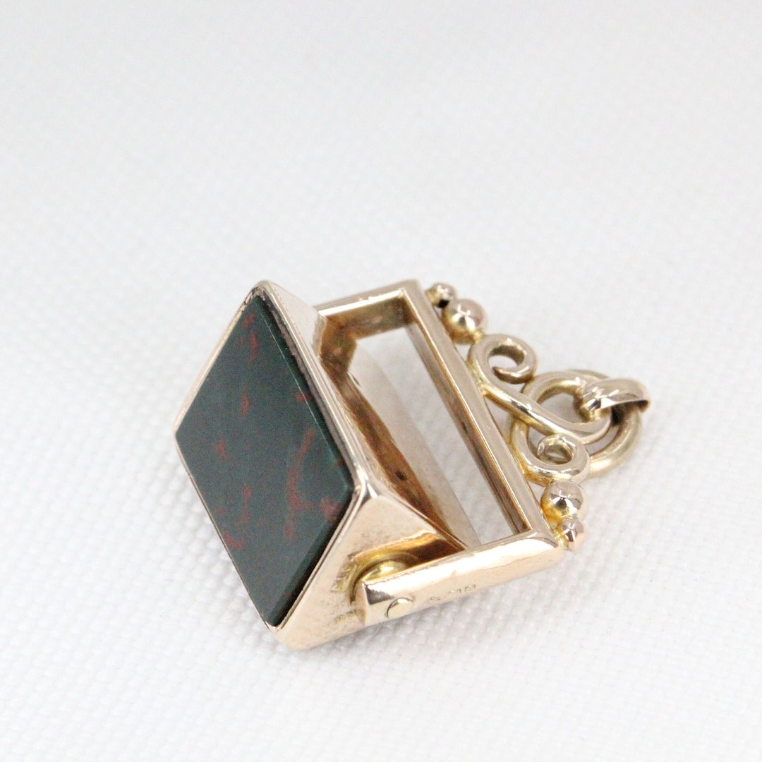 Antique Spinner 9ct Gold Pendant | Bloodstone, Tiger's Eye & Carnelian ...