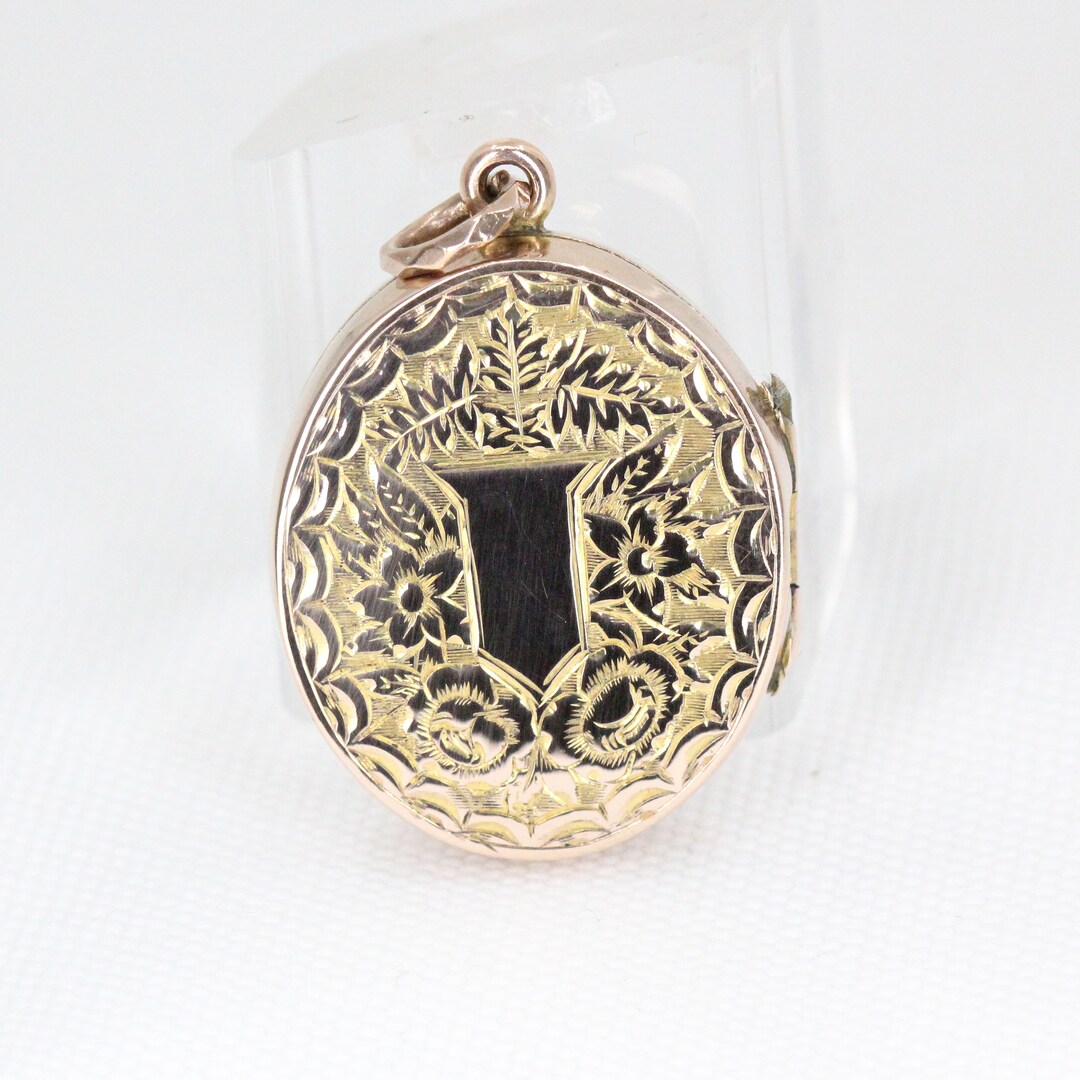 Antique Locket - Edwardian 9ct Gold Locket – Engraved Oval Pendant ...