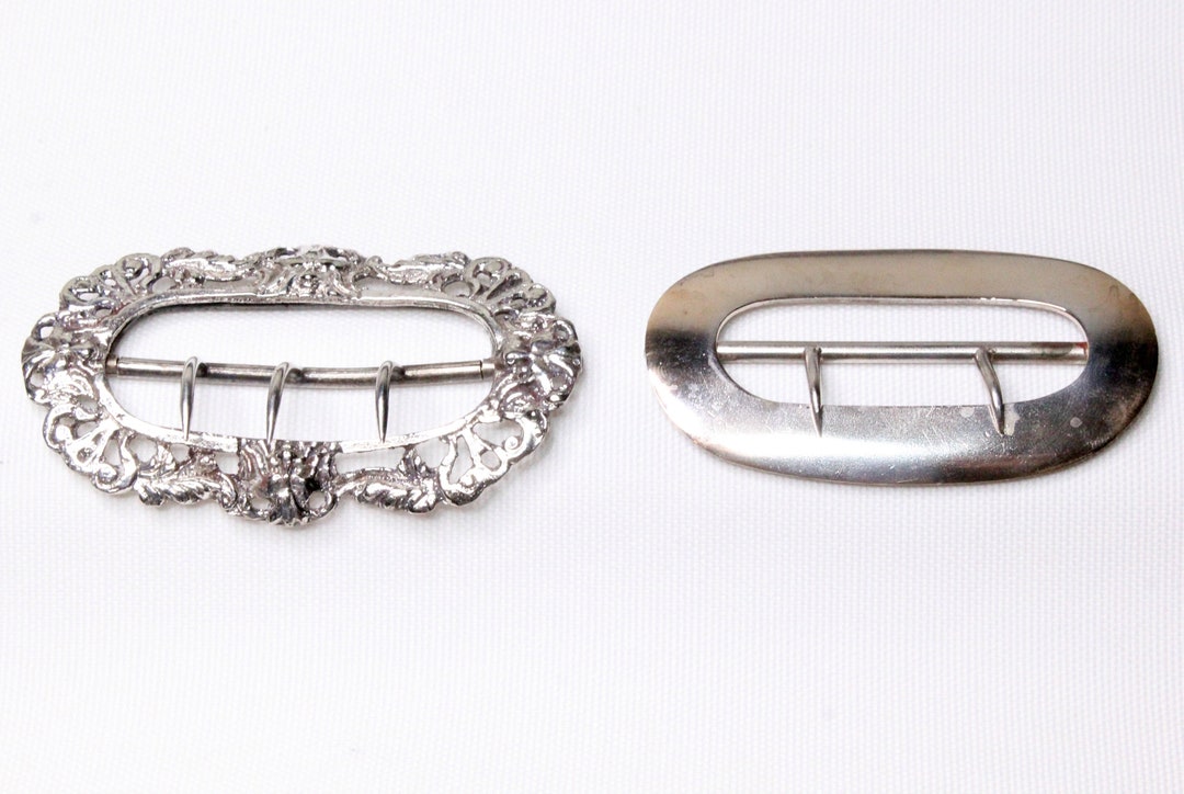 Pair of Vintage White Metal Belt Buckles - Circa: 1930's - Etsy