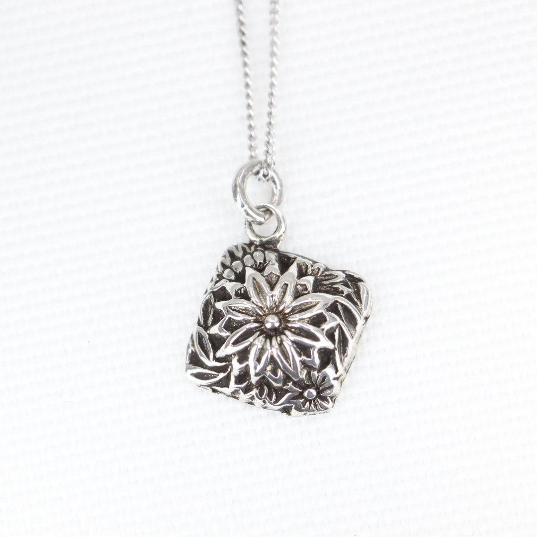 Vintage Sterling Silver Decorative Pendant Charm and Chain - Etsy