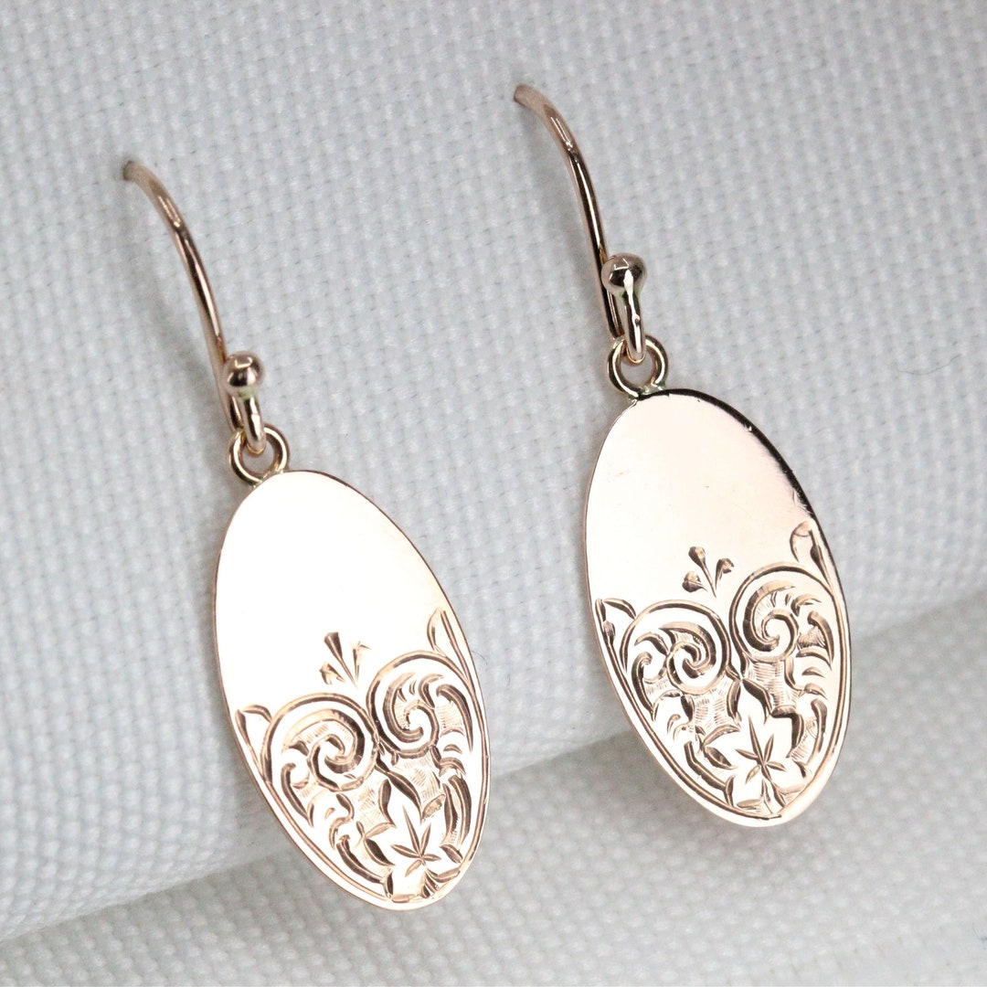 Antique 9ct Gold Oval Conversion Cufflinks Into Drop Earrings Circa ...
