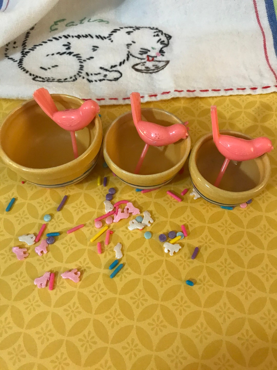 Adorable Vintage Pink Bird Cupcake Picks Birdie Picks Pink Bird Cake ...