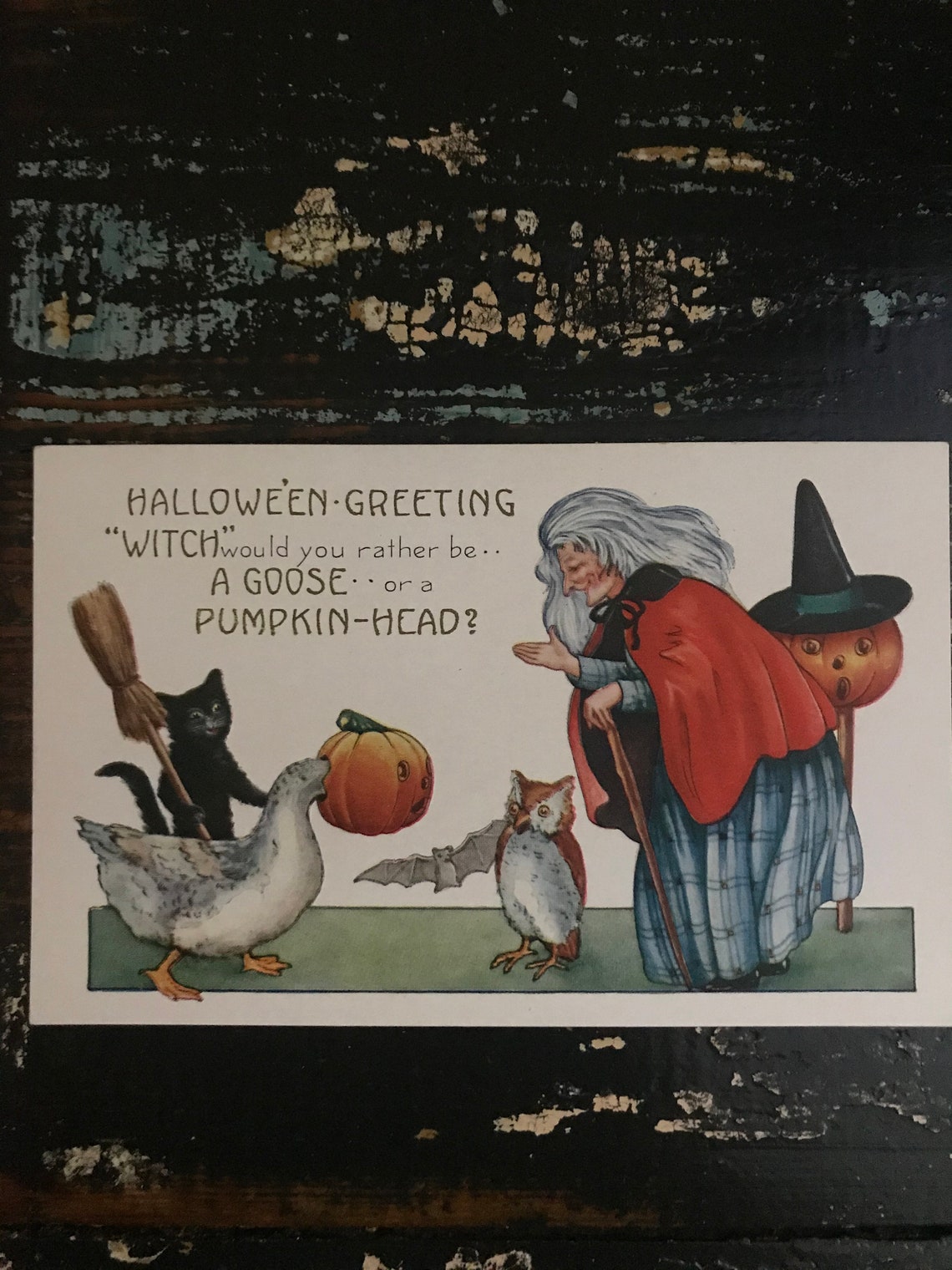 Witch Goose Owl Black Cat and Jack-o-lantern Antique Whitney Made ...
