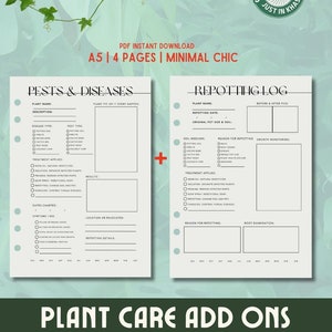 Garden Plant Planner Printable A5 Inserts, Houseplant Garden Journal ...