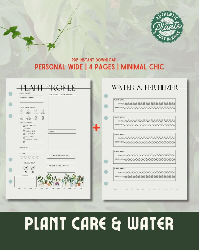 Garden Plant Planner Printable Personal Wide Inserts, Houseplant Garden ...