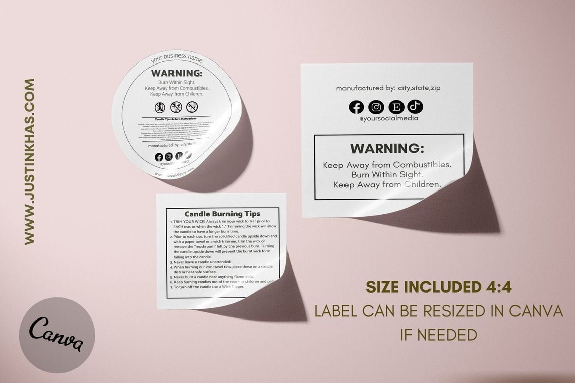 Candle Warning Label Template, Warning Candle Label, Candle Safety ...