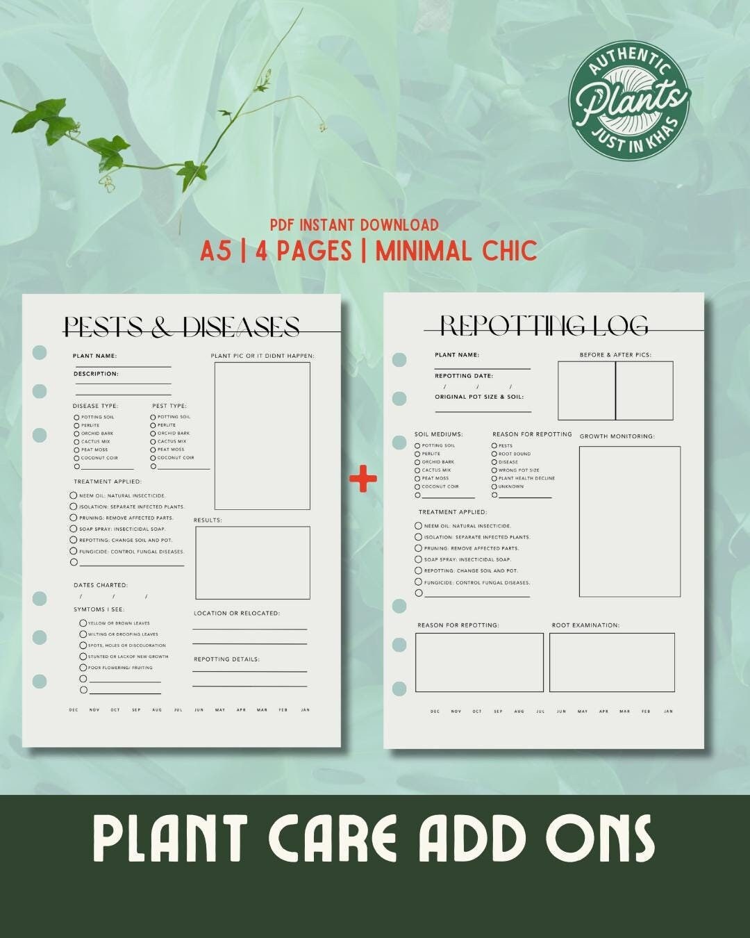 Garden Plant Planner Printable A5 Inserts, Houseplant Garden Journal ...