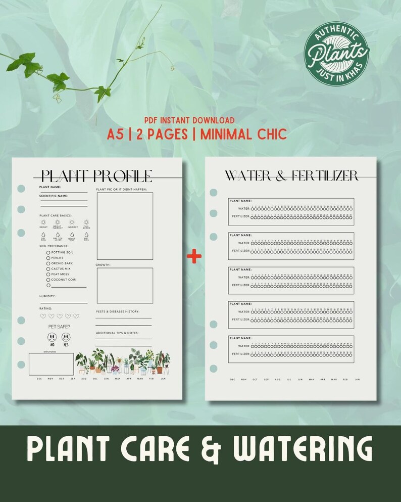 Garden Plant Planner Printable A5 Inserts, Houseplant Garden Journal ...