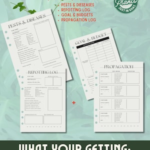 Garden Plant Planner Printable A5 Inserts, Houseplant Garden Journal ...