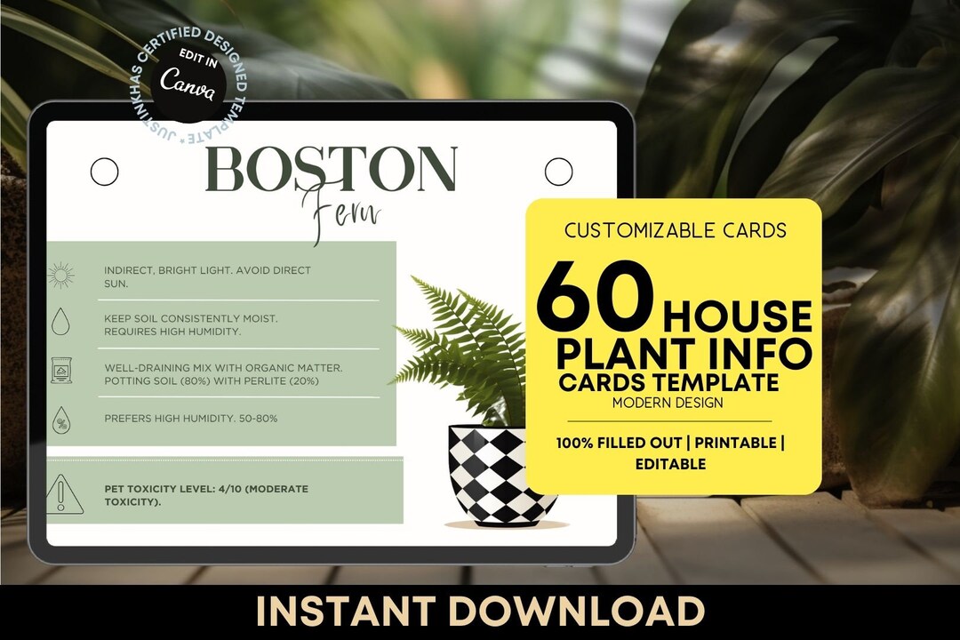 Plant Profile Care Modern Template | Plant Labels Indoor Planner Care ...