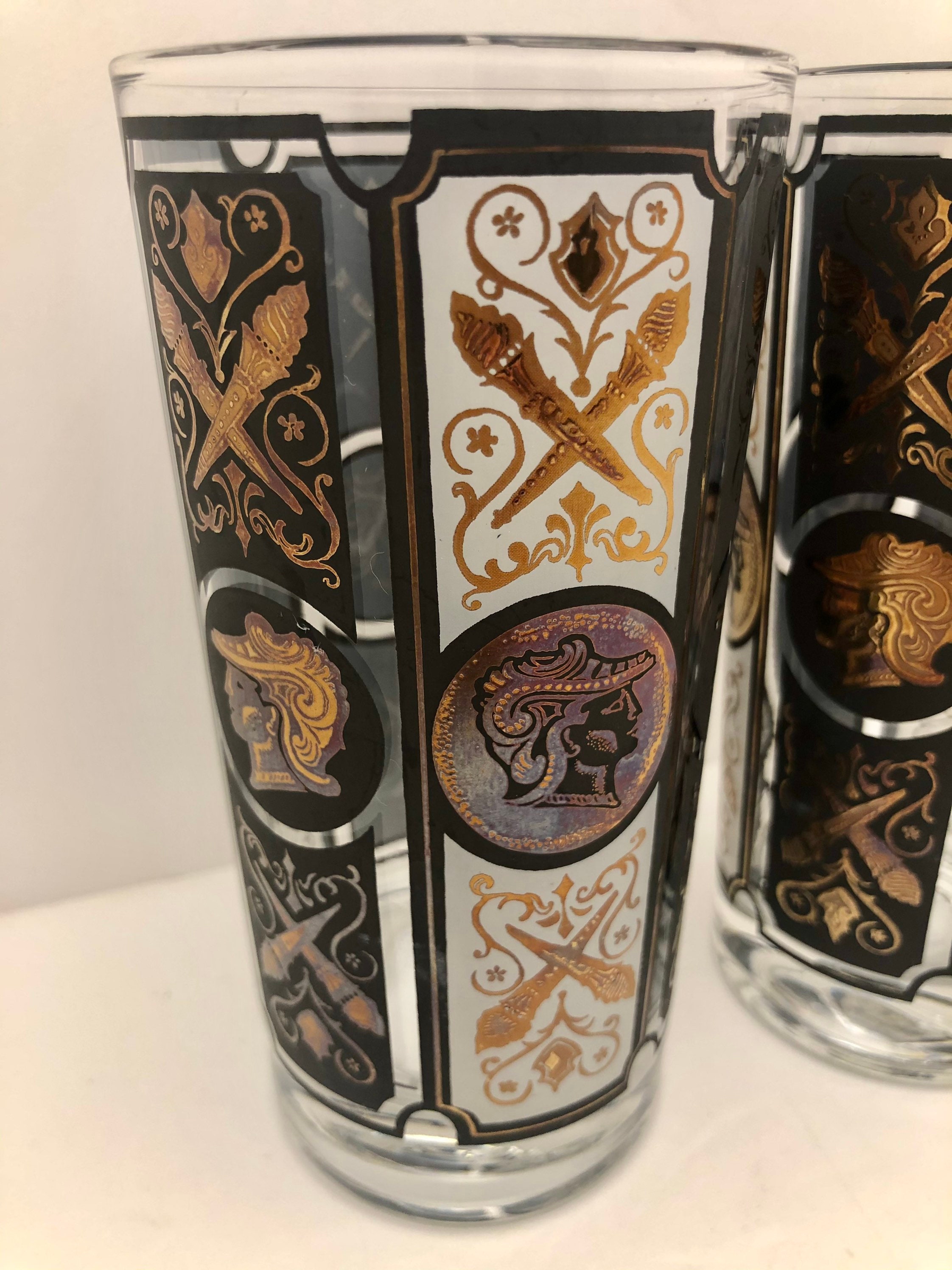 Vintage Pair of Cera Roman Panels Highball Collins Cocktail | Etsy