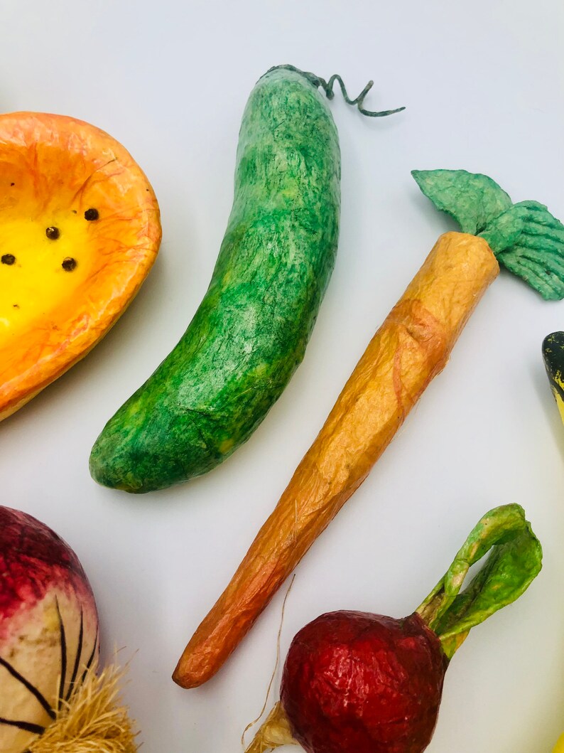 Vintage Paper Mache Fruit & Vegetable Set Hand Made 10 Pieces - Etsy