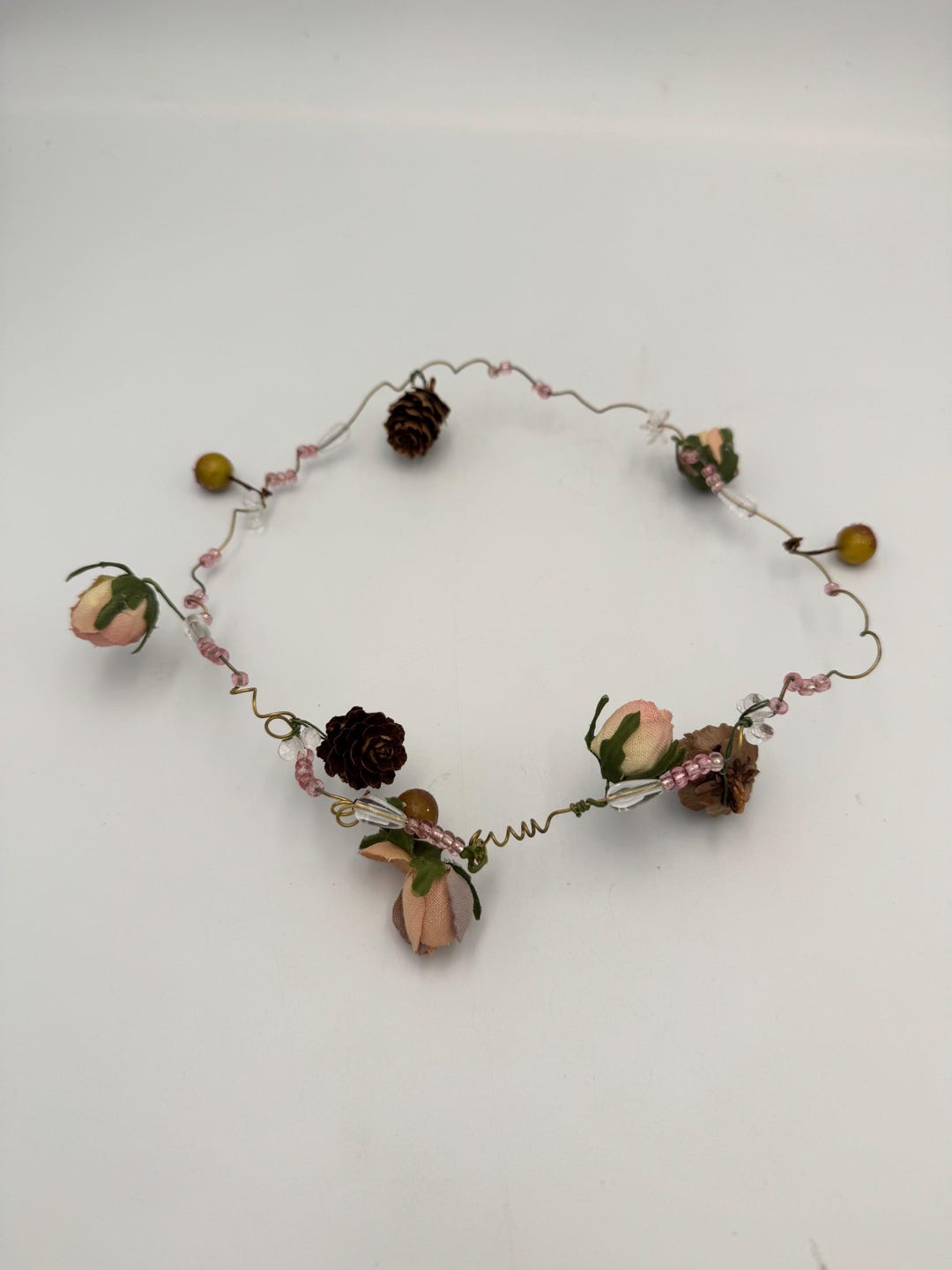 Vintage Fairy Crown - Woodland Tiara - Wire Circle With Roses ...
