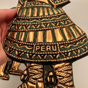 Vintage Embossed Copper Peruvian Couple With Inlaid Turquoise Chips ...