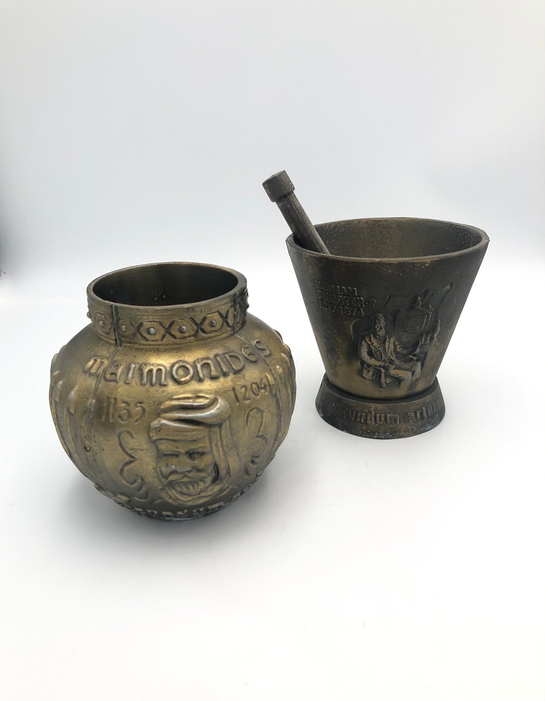 Vintage Choice of Brass Rx Bowl HEAVY Commemorative Prescription Mortar ...