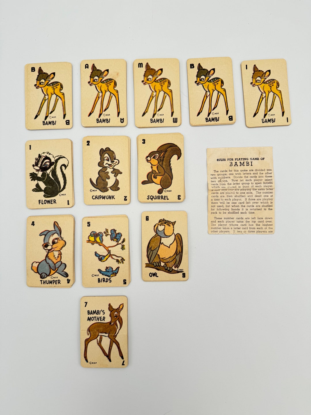 Vintage DISNEY BAMBI Mini Card Game - Complete With Partial ...