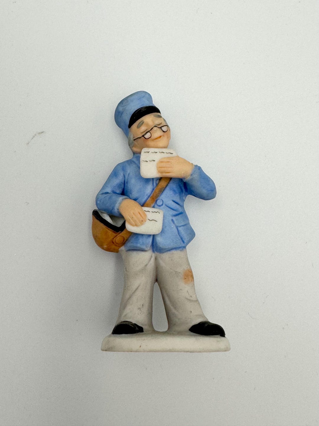 Vintage LEFTON Postman Mail Carrier Bisque Porcelain Figurine Retro ...