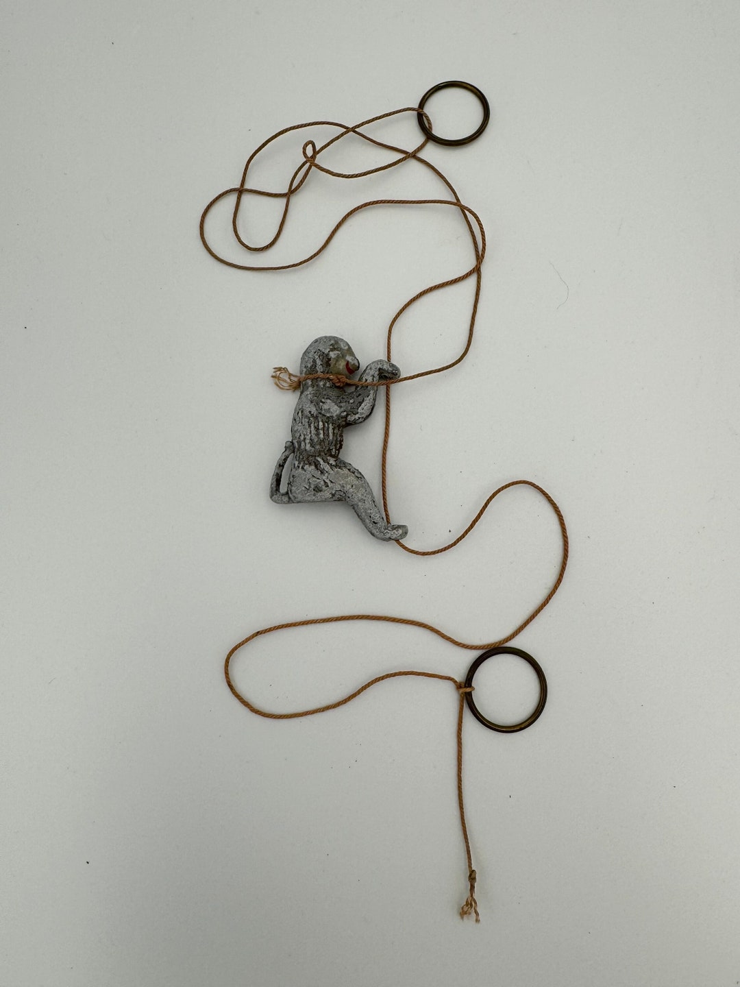 Antique Vintage RARE Cast Metal Climbing Monkey String Toy - Primitive ...
