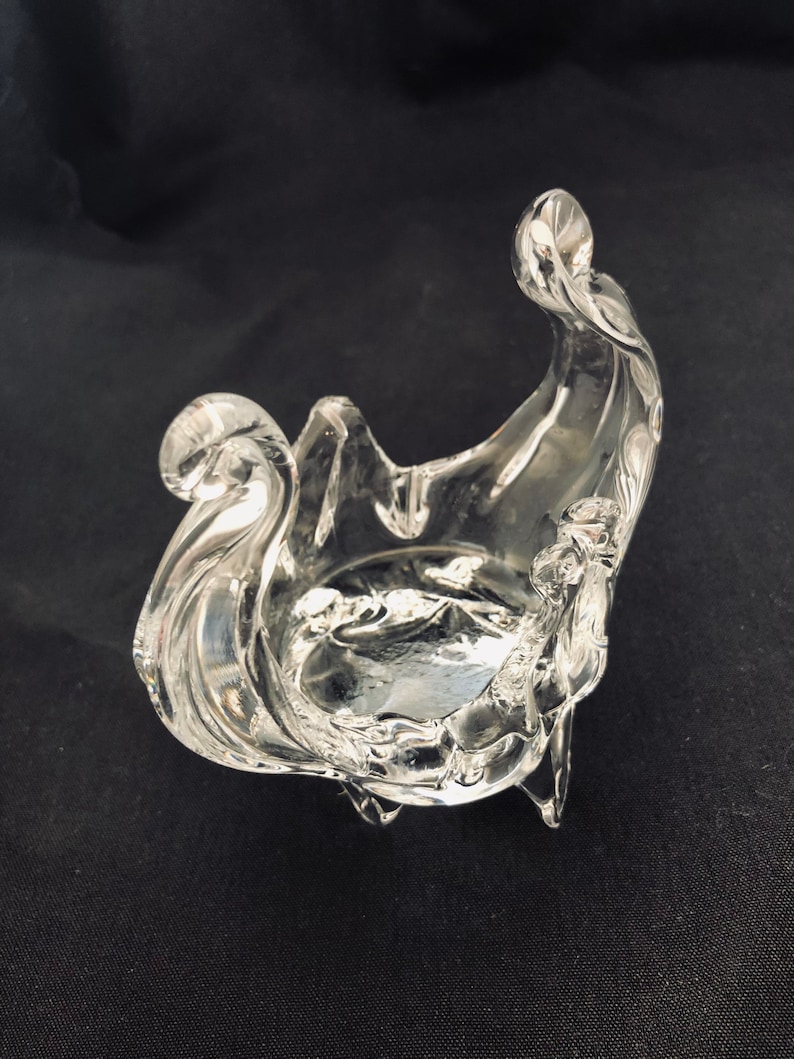 Vintage Freeform Clear Glass Footed Bowl Murano Viartec Style - Etsy