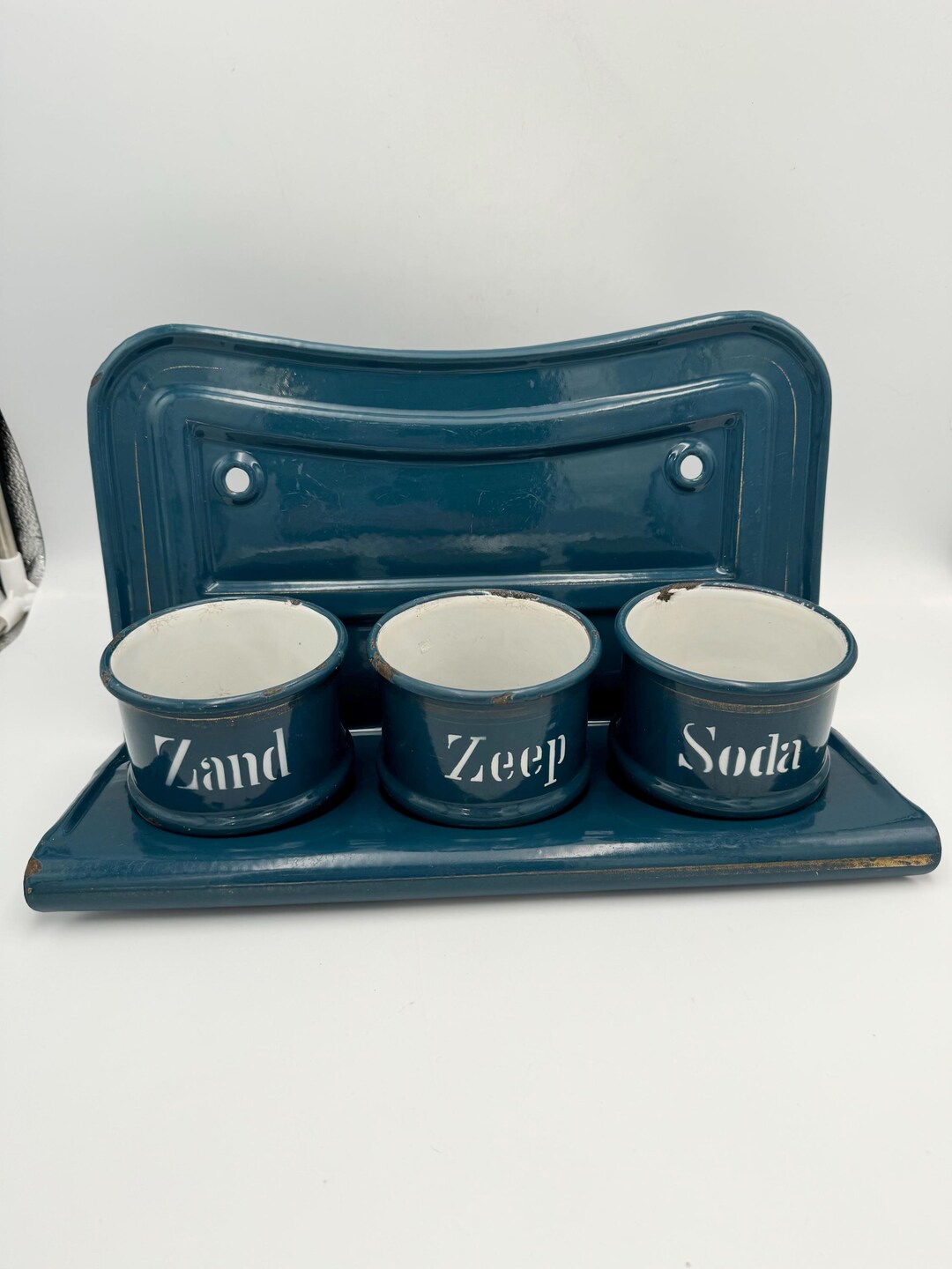 Antique Vintage Dutch Metal Laundry Wash Station - Blue Enamelware ...