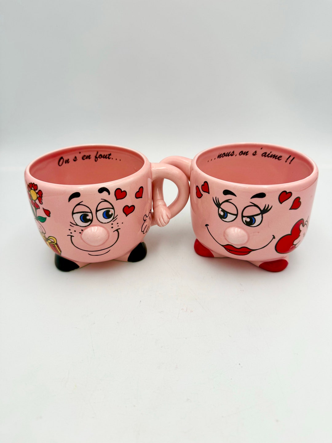 Vintage Pair of French Mugs - on S'en Fout...nous, on S'aime!! - Who ...