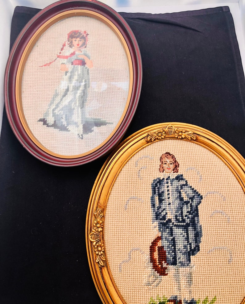 Vintage Choice of Needlepoint Victorian Blue Boy and Pinkie - Etsy