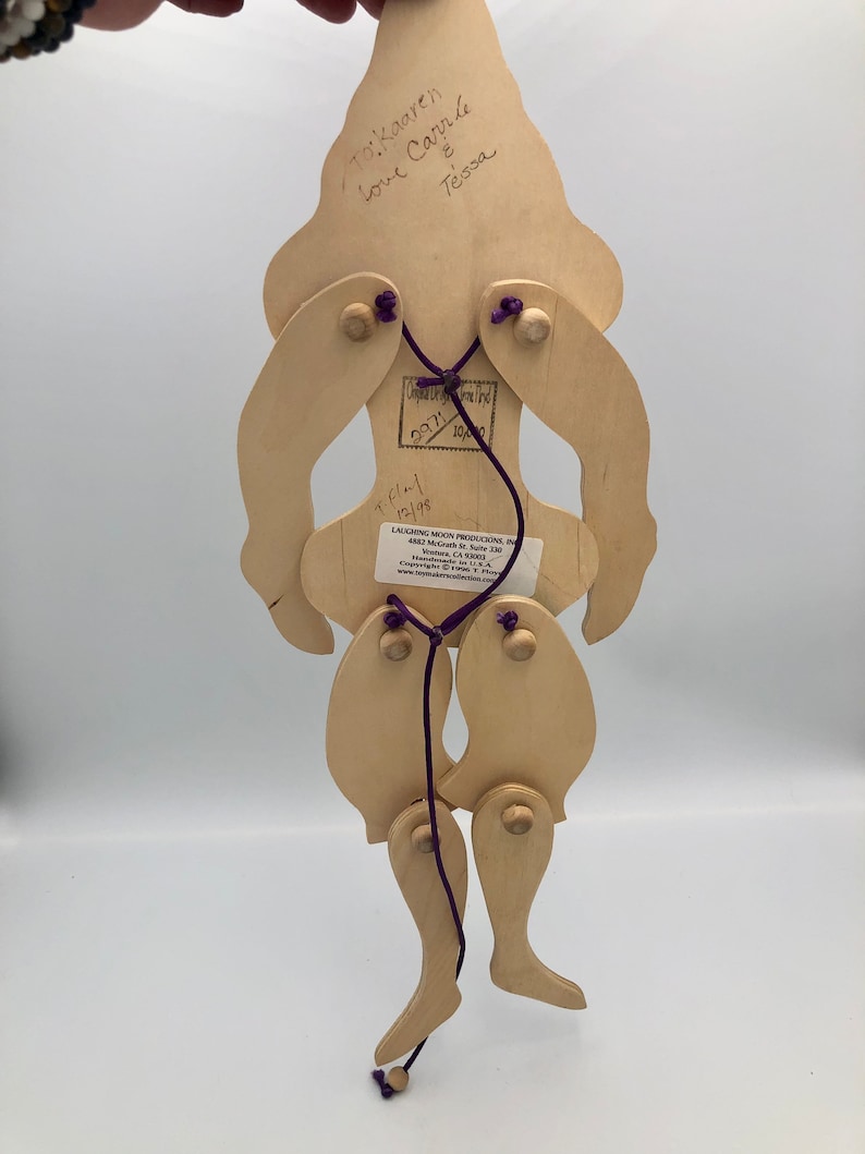 Vintage SIGNED Terrie Floyd Jumping Jack Wooden Harlequin Puppet ...