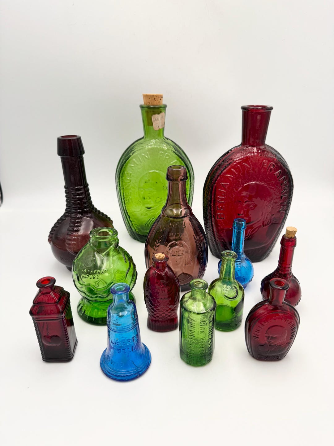 Vintage Choice of Wheaton NJ Bottles Miniature Colored Glass Stamped ...