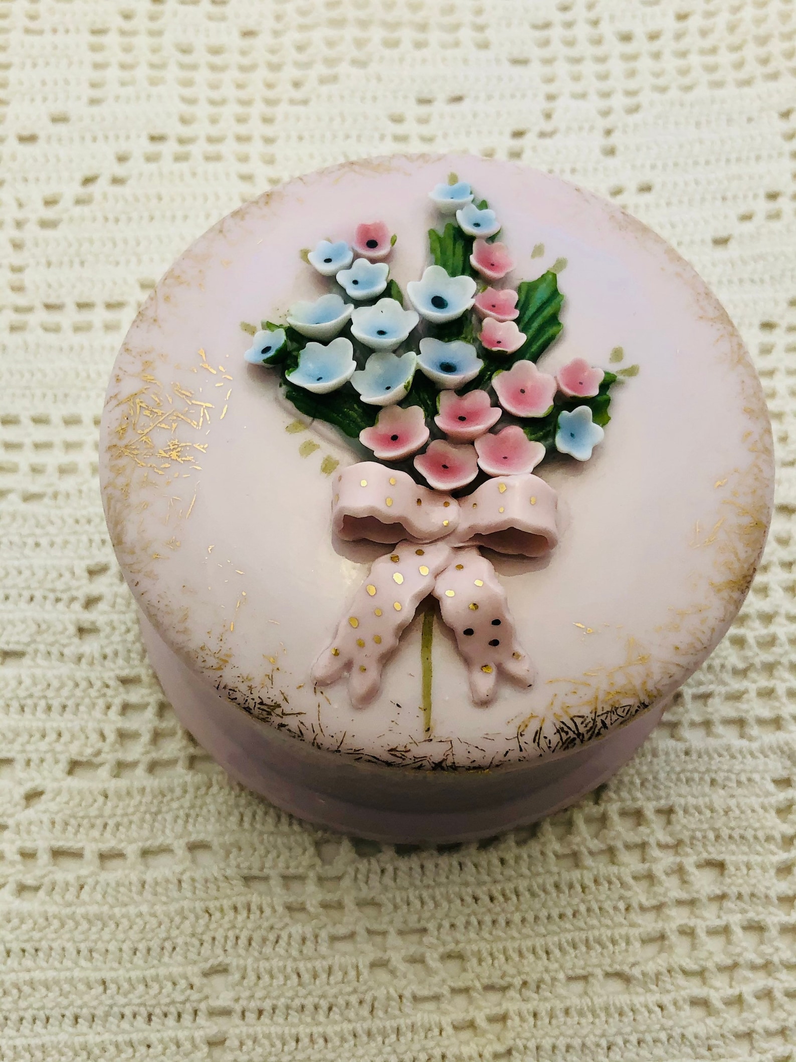 Vintage Set of Pink Fine China With Applied Flowers Vanity Set - Etsy