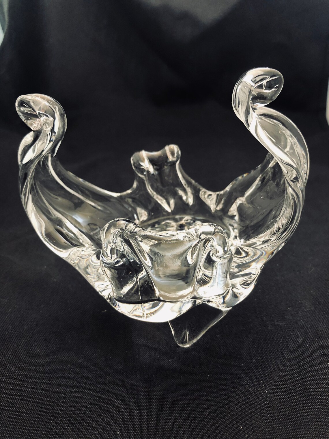 Vintage Freeform Clear Glass Footed Bowl Murano Viartec Style - Etsy