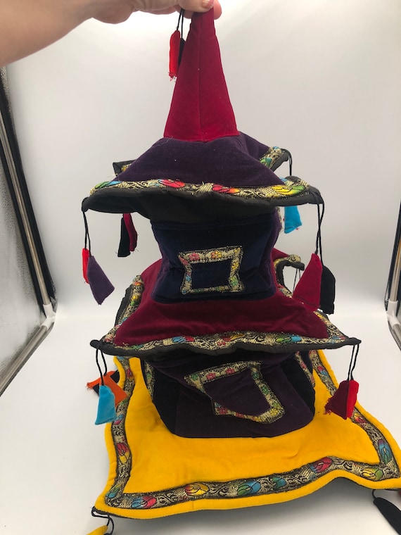 Vintage Velvet Pagoda Temple Party Hat - Adult Costum… - Gem