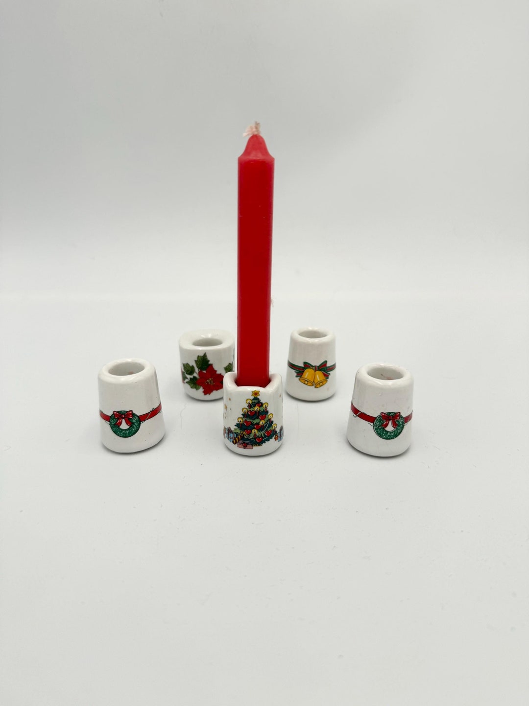 Vintage Set of 5 Mini Candle Holders - Ceramic - Variety of Styles and ...