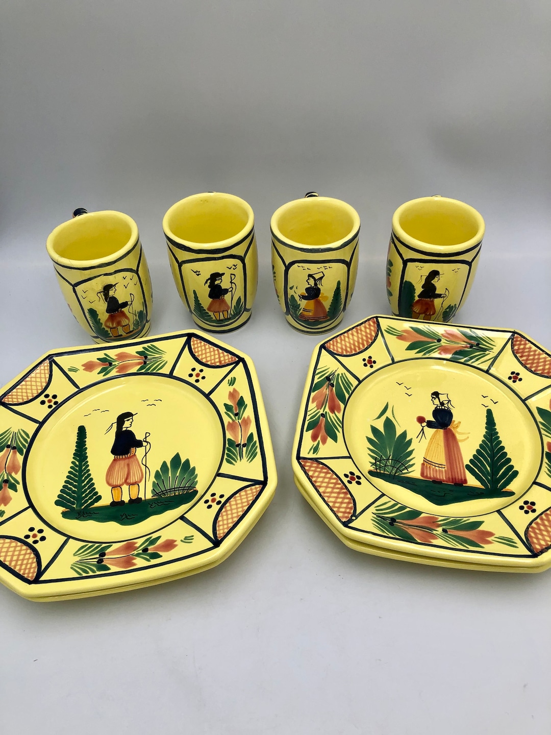 Vintage Choice of Quimper France Soleil Yellow Pottery - Peasant Man ...
