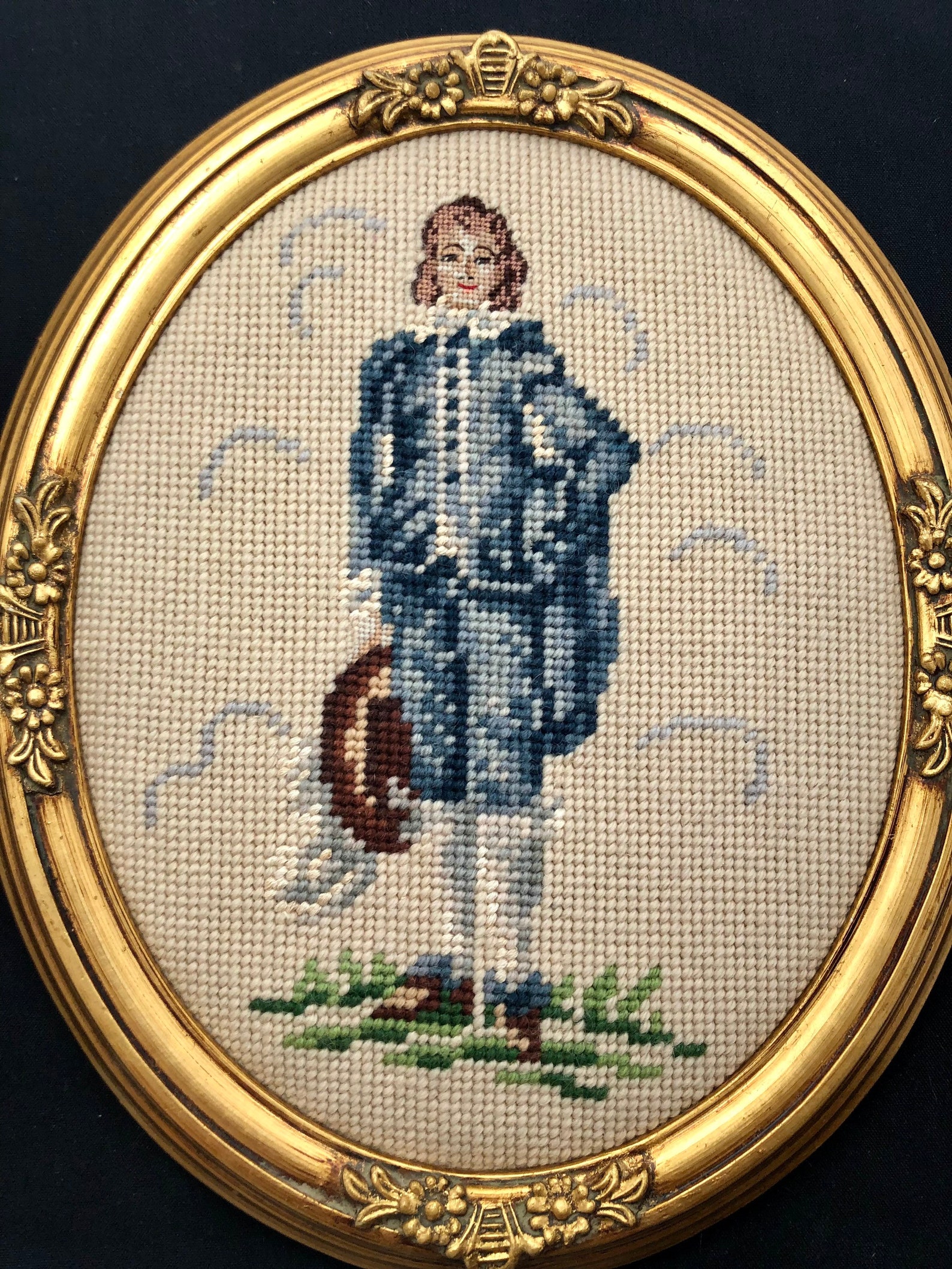 Vintage Choice of Needlepoint Victorian Blue Boy and Pinkie - Etsy