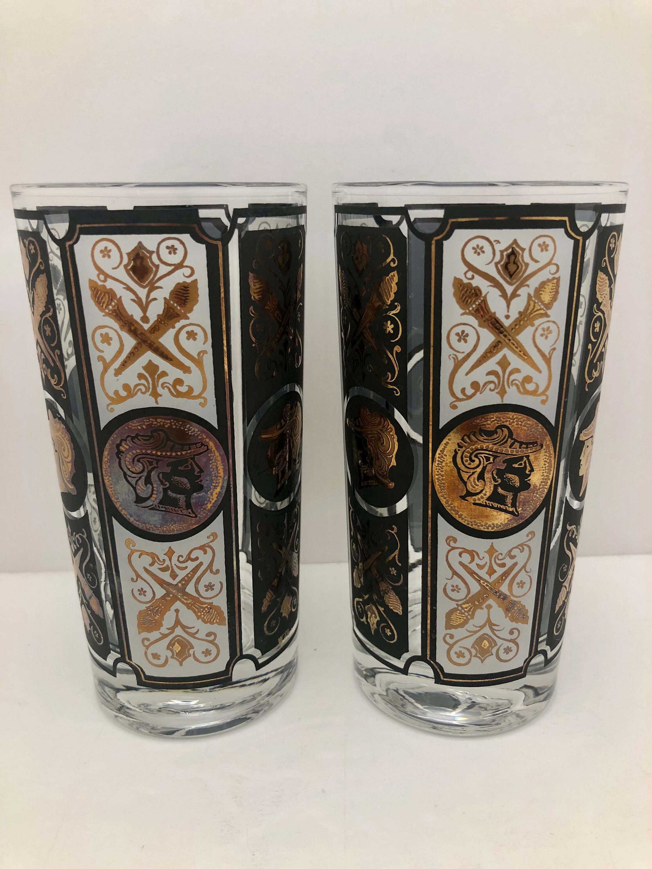 Vintage Pair of Cera Roman Panels Highball Collins Cocktail | Etsy